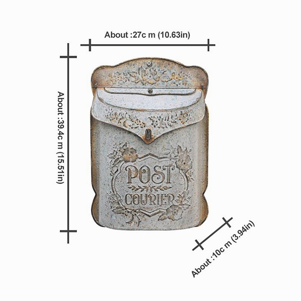 Vintage Rustic Letter Box Post Box Wall Mounted Decorative Metal ...