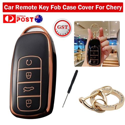TPU Car Remote Key Fob Case Cover For Chery Omoda 5 Black Gold Keyring ...