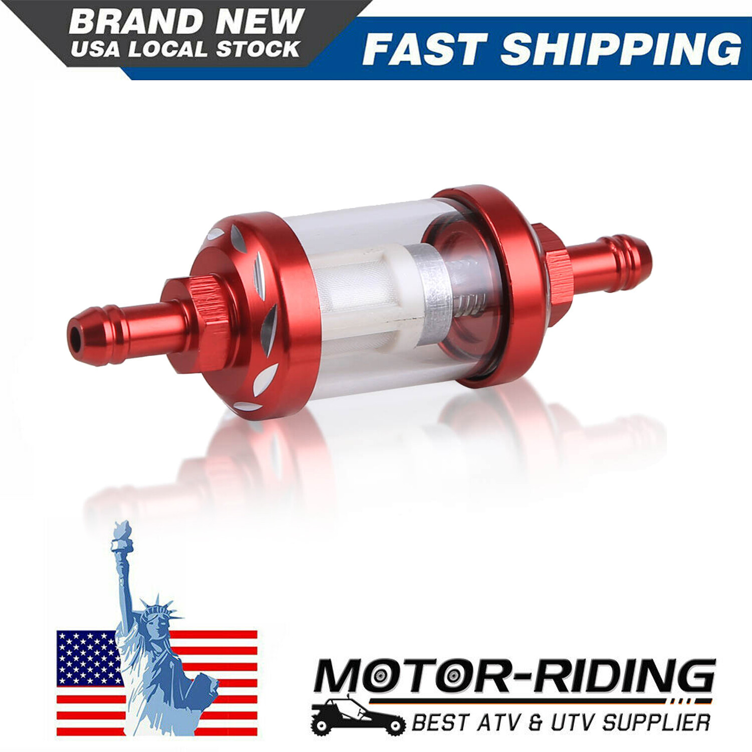 Red 5/16" 8mm Inline Gas Fuel Filter Universal Reusable Washable ...