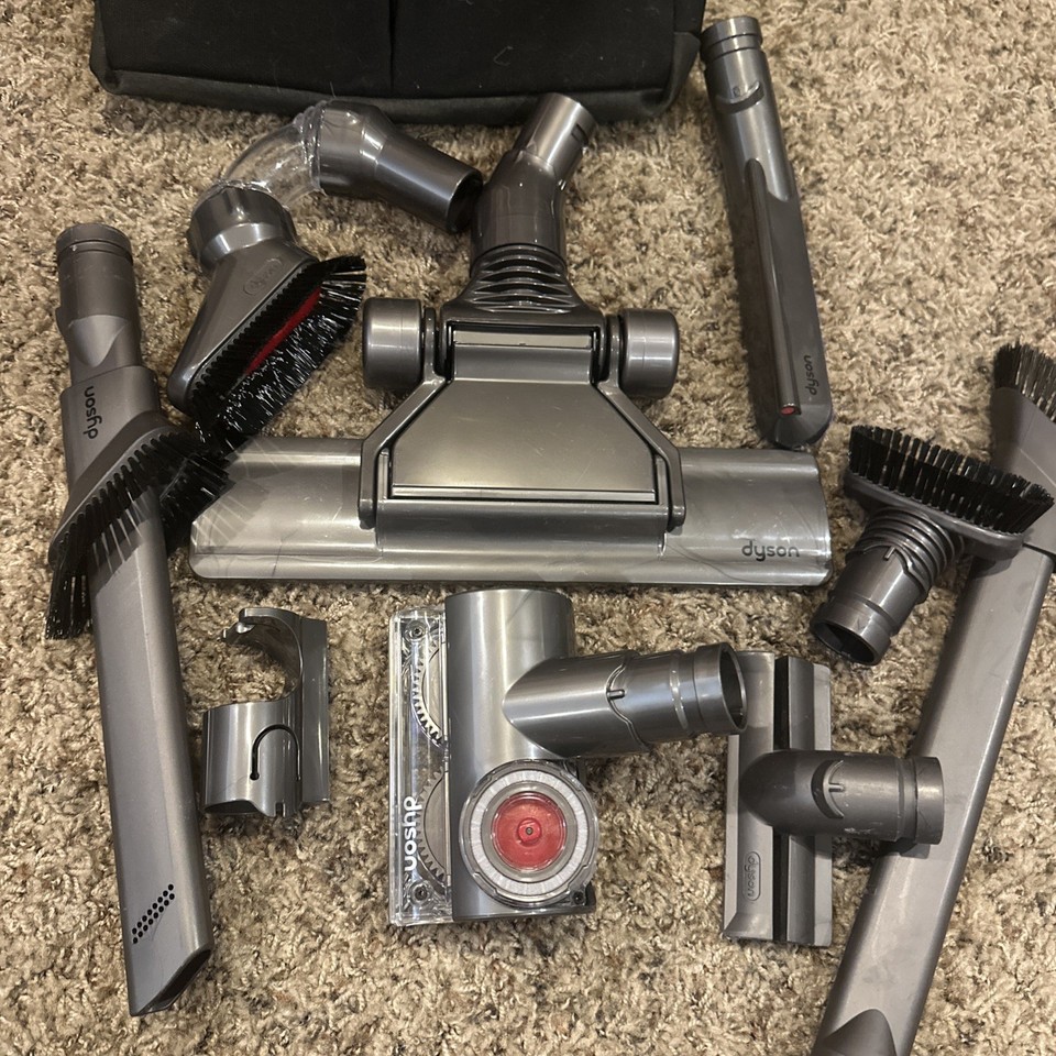 9 Various Genuine Dyson Ball Vacuum Attachment Parts w/Dyson Parts Bag ...