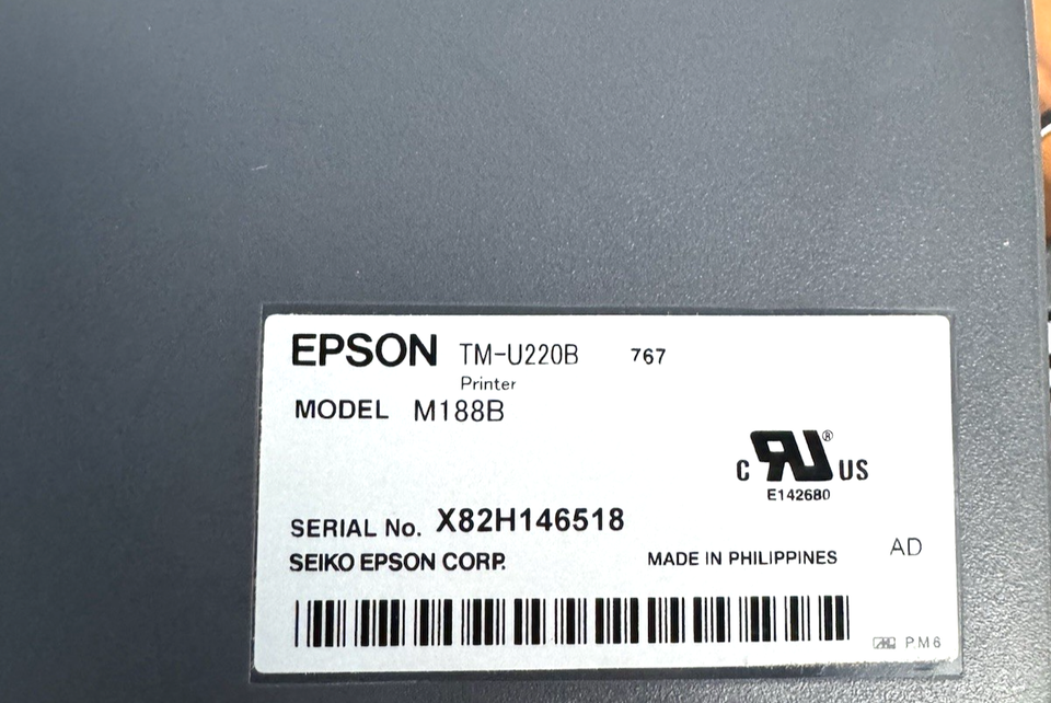 EPSON TM-U220B M188B Dot Matrix POS Receipt Printer Ethernet New/Open ...