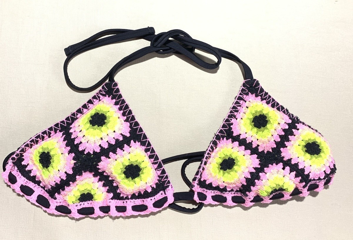 Wild Fable Crochet Triangle Bikini Top Neon Yellow Bl… - Gem