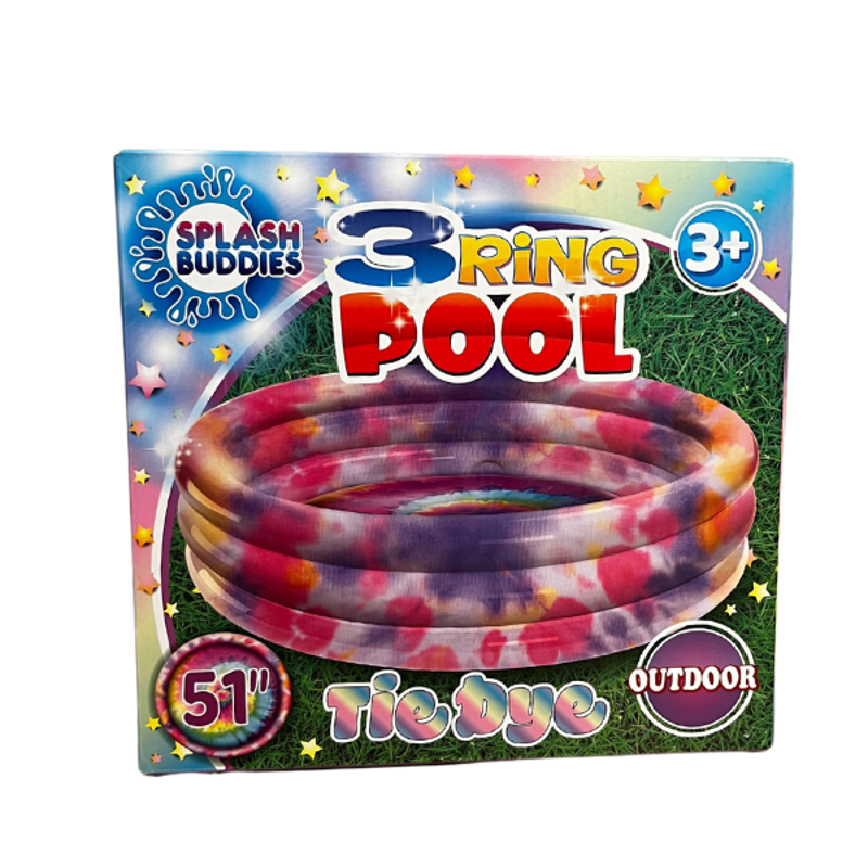 3 Ring Purple Tie Dye Inflatable Pool Kiddie Pool 51" Kids Pool Round ...