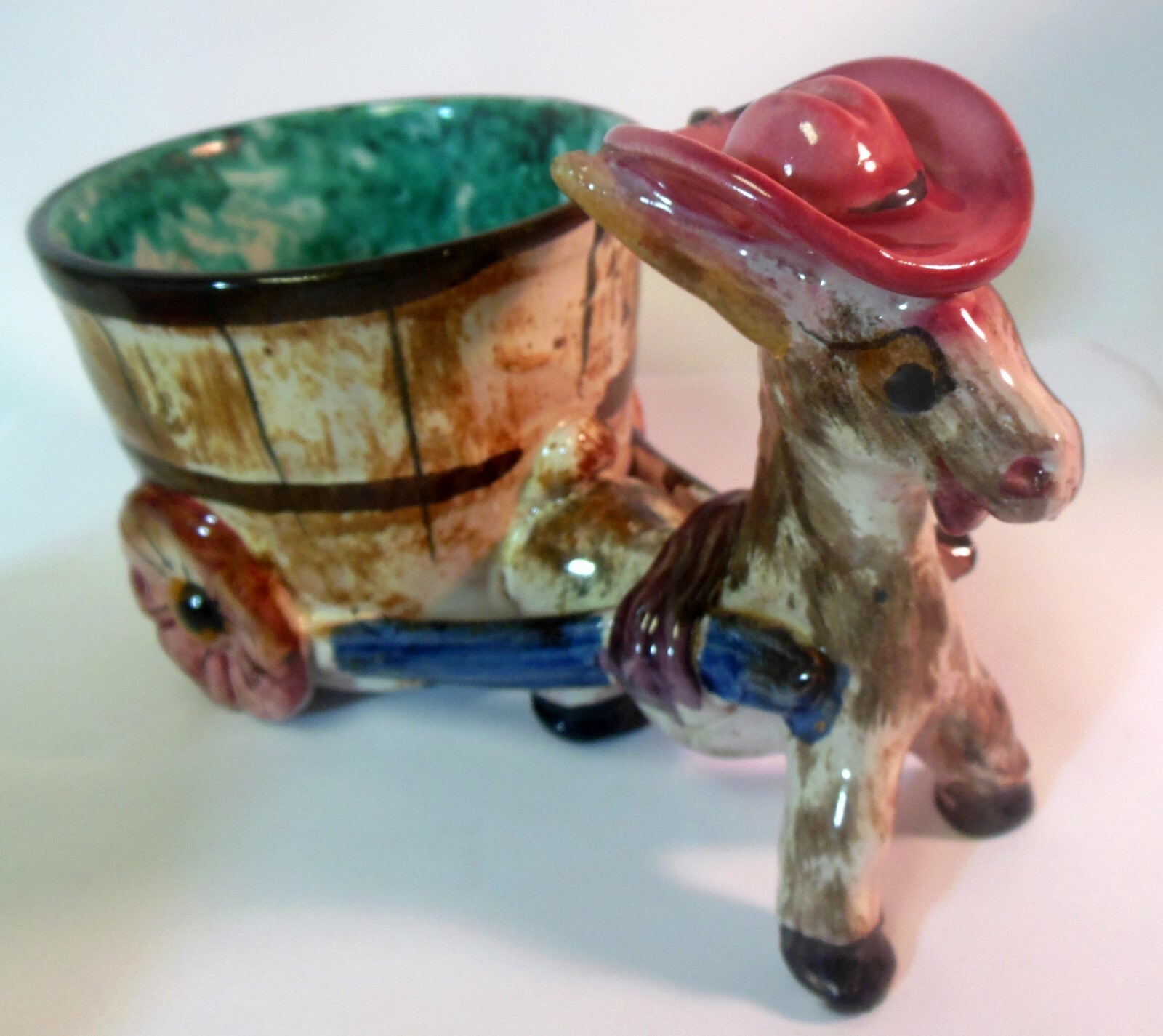 Vtg Italian DONKEY CART Ceramic MAJOLICA COWBOY Hat | eBay