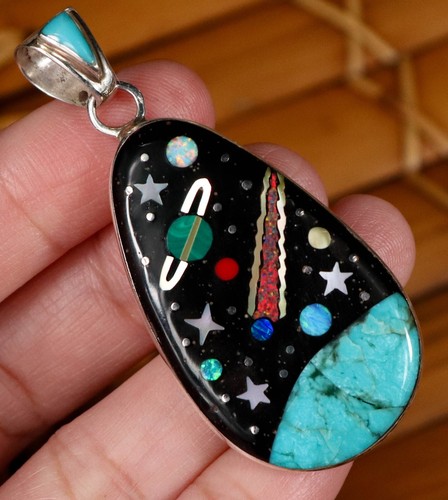SATURN IN THE SKY Sterling Silver Multi-Stone INLAY Pendant | eBay
