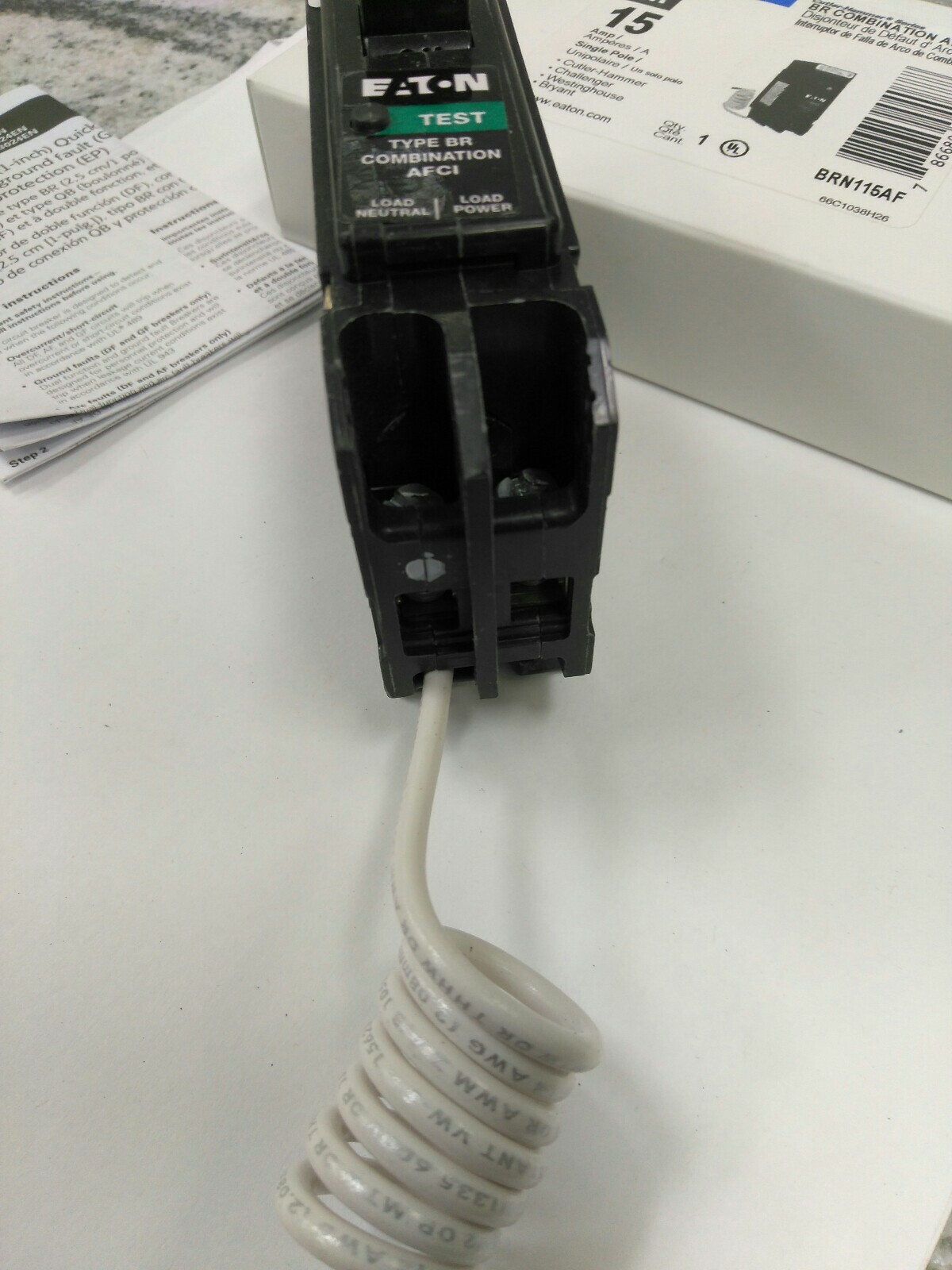 Eaton Cutler-Hammer BRN115AF 15A 120VA , 1P, BR COMBINATION AFCI ...