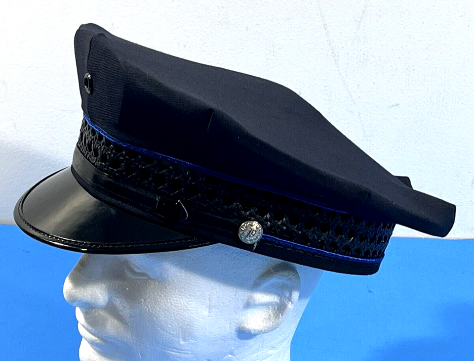 NEW MIDWAY CAP CO 8 POINT NAVY HAT W/ VENTED CANE BAND & BLUE ACCENTS ...