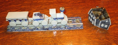 RARE Locomotive Railroad Train and Roadhouse - Ceramic Pottery Made in ...