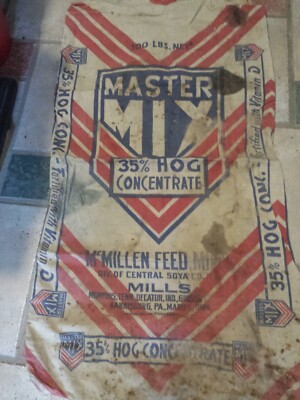 Vintage Master Mix 35% Hog Concentrate McMillen 100 Pound Feed Sack | eBay