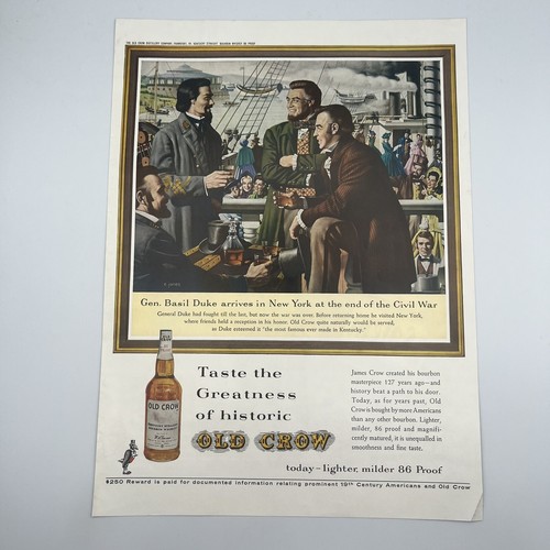 Old Crow Bourbon Whiskey 1962 Vtg Print Ad 10x13.5" General Officer ...
