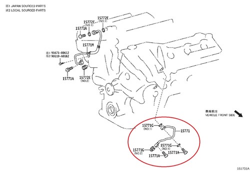 2011-2015 Toyota Sienna 3.5L Front Left Engine Oil Cooler Line 15771 ...