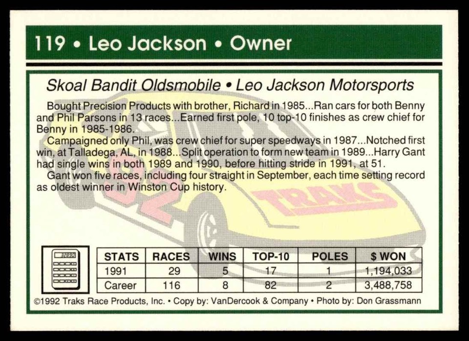 1992 Traks Leo Jackson #119 21996 | eBay