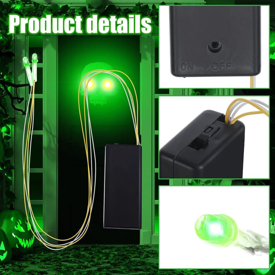 4 Pcs Halloween Glowing LED Light Up Eyes for Mask Cosplay Laser Green ...
