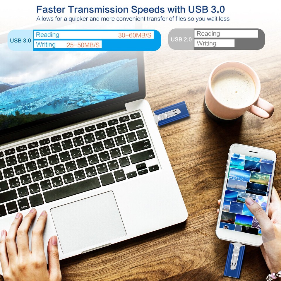2TB 1TB Memory Stick 4 in1 USB 3.0 Flash Drive Type C OTG Thumb Disk ...