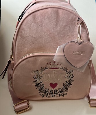 Juicy Couture Velour Pink Diamond Heritage Backpack Embroidered ...