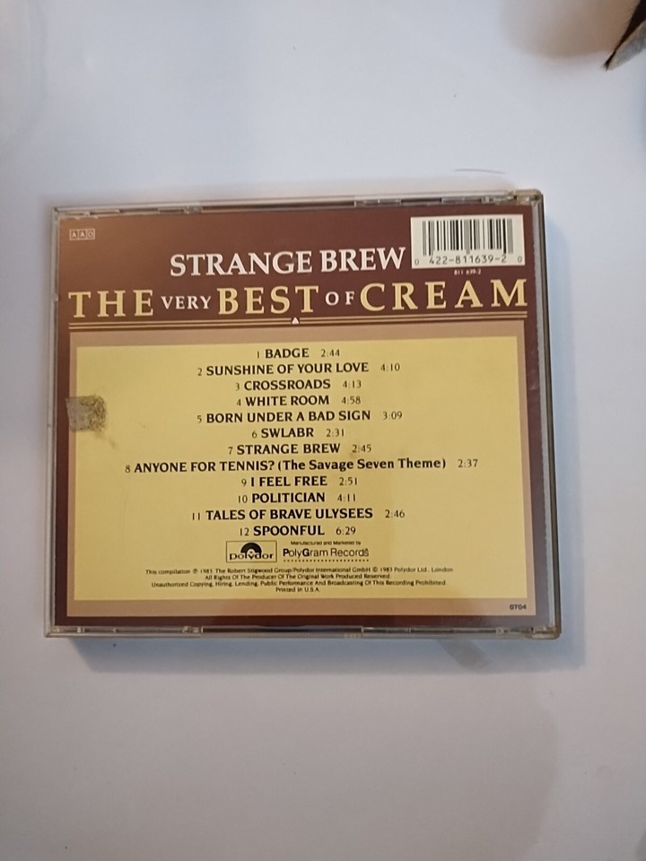 Strange Brew: The Very Best of Cream by Cream (CD, May-1990, Universal ...