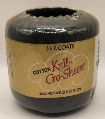 J&P Coats Knit-Cro-Sheen Mercerized Cotton Thread 150 Yards Black ...