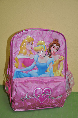 Disney Princess 3 Princesses Cinderella Aurora Belle Pink Backpack ...