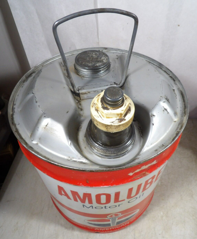 Vintage 1960s Amolube Motor Oil Empty 5-Gal Metal Can Amoco Chicago | eBay