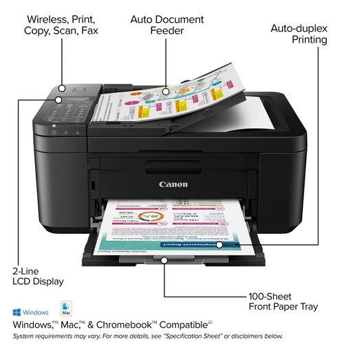 Canon PIXMA TR4722 All-in-One Wireless InkJet Printer with ADF, Mobile ...