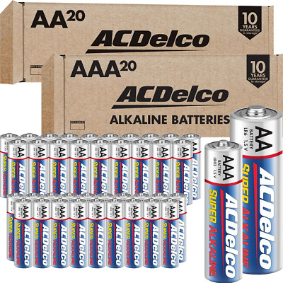 40 pack Double AA & Triple AAA Combo Alkaline Batteries 20-Count Each ...