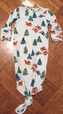 NWT Angel Dear Size 0-3 Months Christmas Holiday Bison Knotted Gown ...