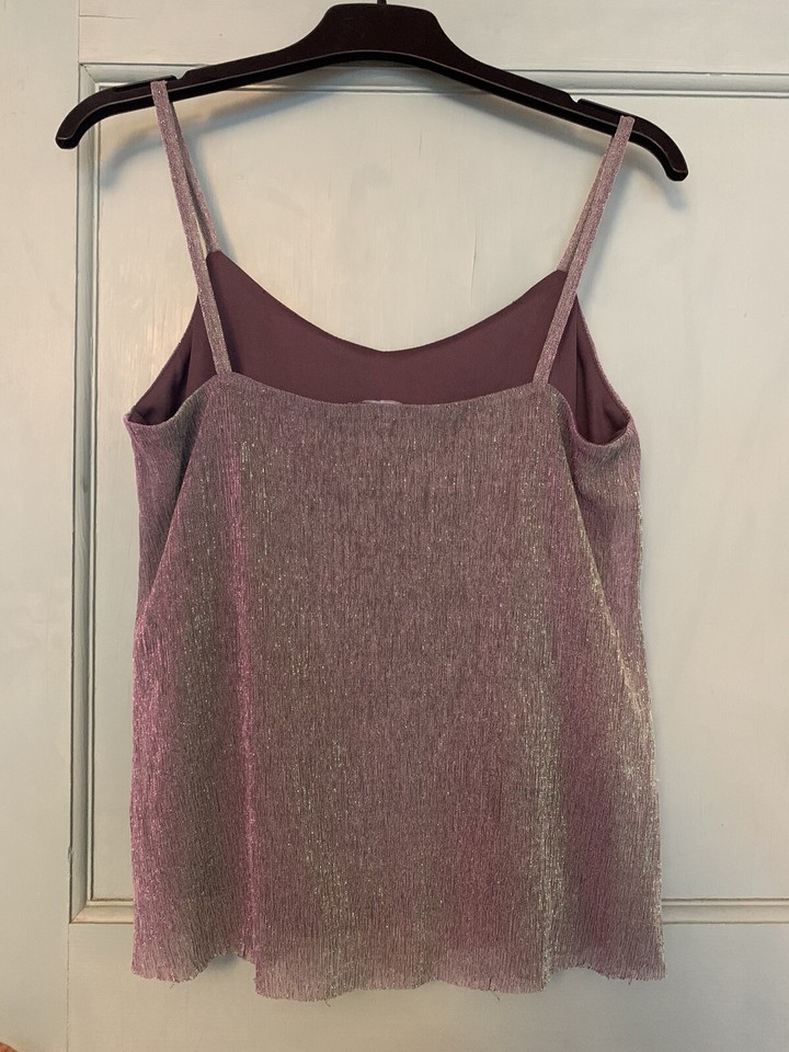Warehouse Stunning Lilac/Pink/Green shimmer floaty vest - Size UK 10 ...