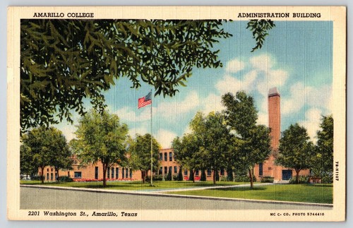 Postcard Amarillo College - Admin Building - Amarillo Texas 1955 | eBay
