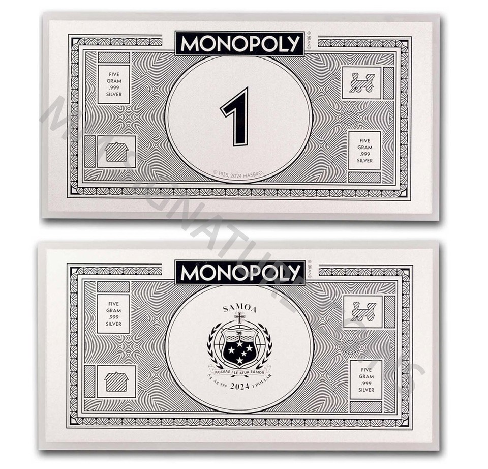 2024 Monopoly 5 Gram .999 Silver Note Samoa 100 Tala Pamp | eBay
