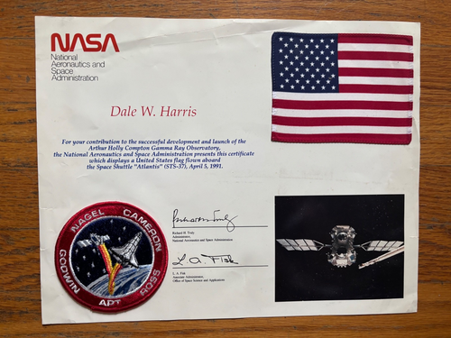 NASA STS-37 Flown Flag Certificate & Patch Atlantis 1991 Dale Harris | eBay