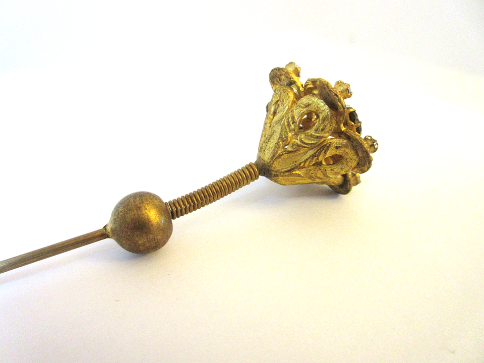 Antique Nodder Hatpin Amethyst Glass Hearts | eBay