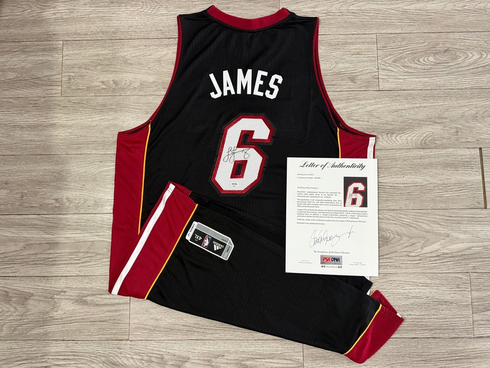 LeBron James # 6 Signed autographed Miami Heat Jersey PSA/DNA COA LOA ...