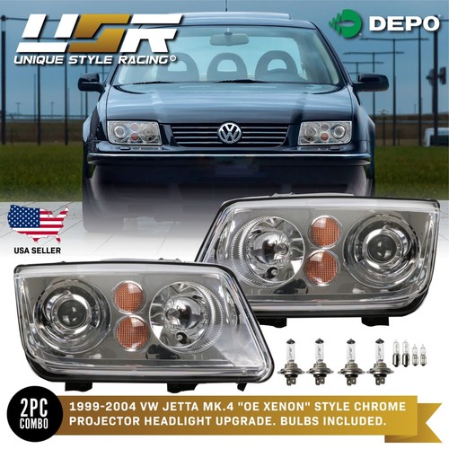 ECode OE Xenon Rep. CHROME Headlight For 1999-2004 VW Jetta 4 IV ...