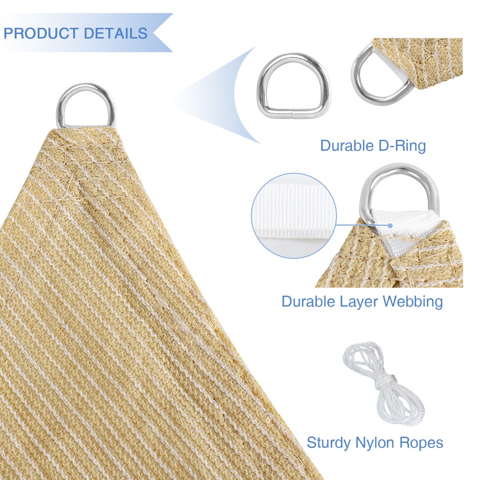 Triangle Curve Sun Shade Sail Home Garden Yard Pool Patio Cover Canopy ...