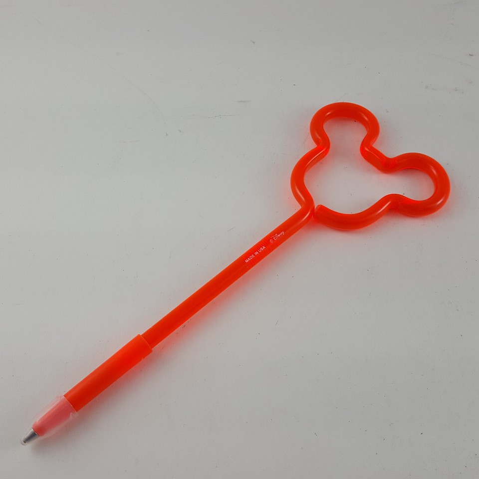 Vintage Disneyland Mickey Mouse Pen - Clear Neon Orange Plastic Twist ...