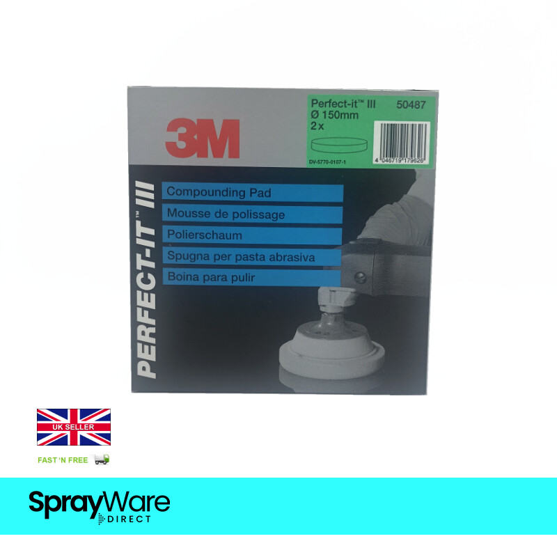 3M 50487 Green Compounding Polishing Sponge Pads 150mm Hook & Loop Full Box 2PK | eBay UK