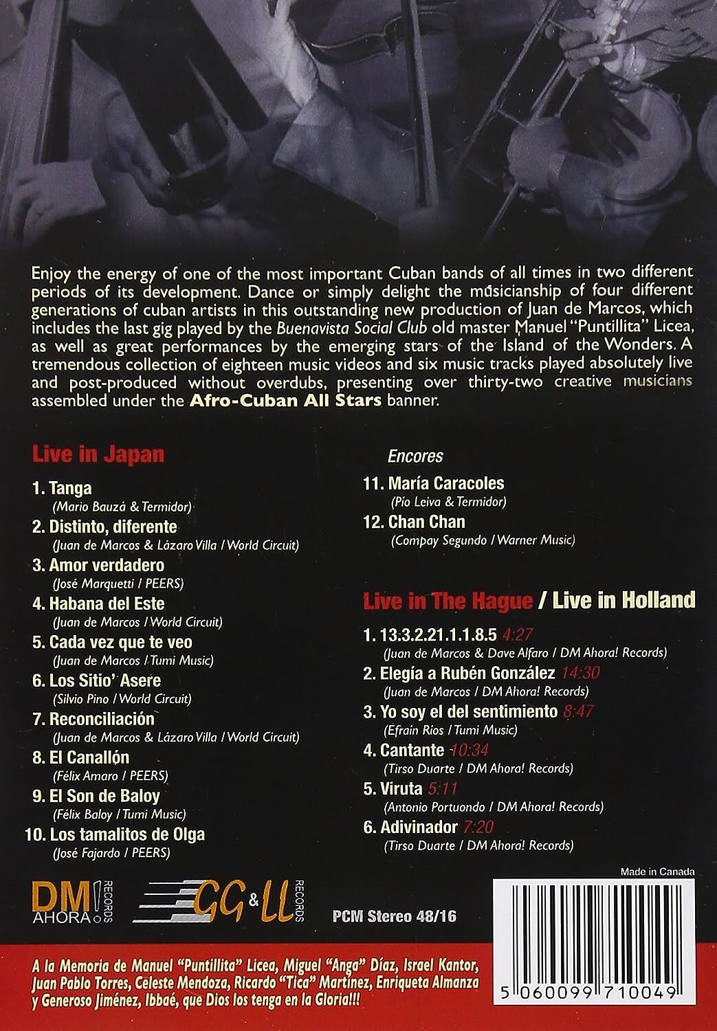 Juan de Marcos Gonzalez - Absolutely Live (DVD) Gonzales Juan de Marcos 5060099710049 | eBay