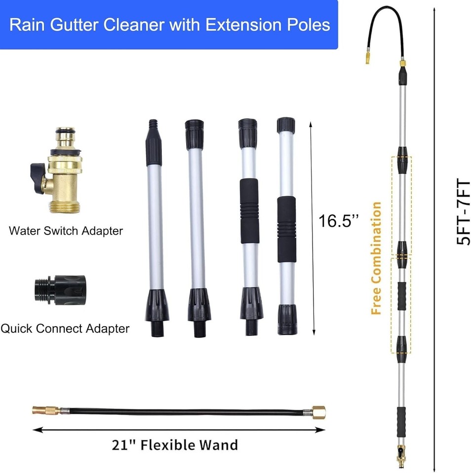 Telescopic Gutter Cleaning Tools from the Ground, Rain Gutter Cleaner ...
