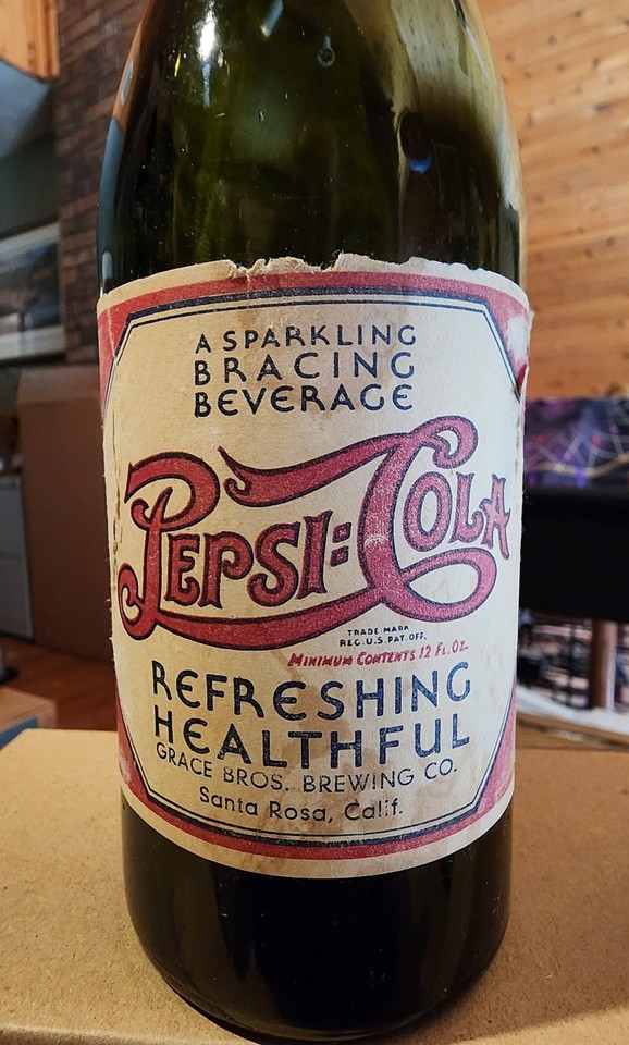 1919-1933 Pepsi Cola Paper Label Bottle By Grace Brewing During ...