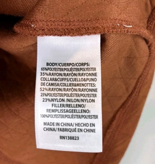 Rank 45 quilted sweatshirt jacket pumpkin rust full zip womens size M ...