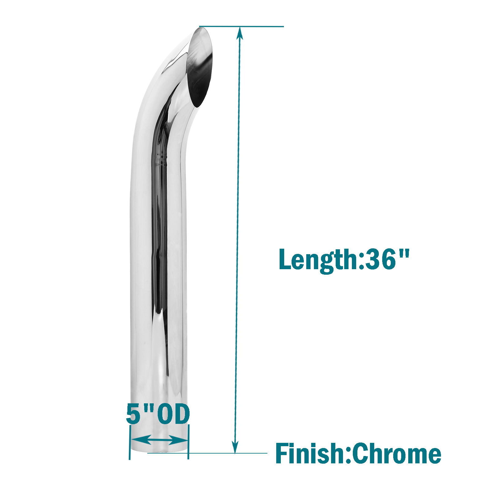 3"/4"/5"/6"OD Bull Horn Curved Pipe Exhaust Truck Stack Tailpipe 36" 48 ...