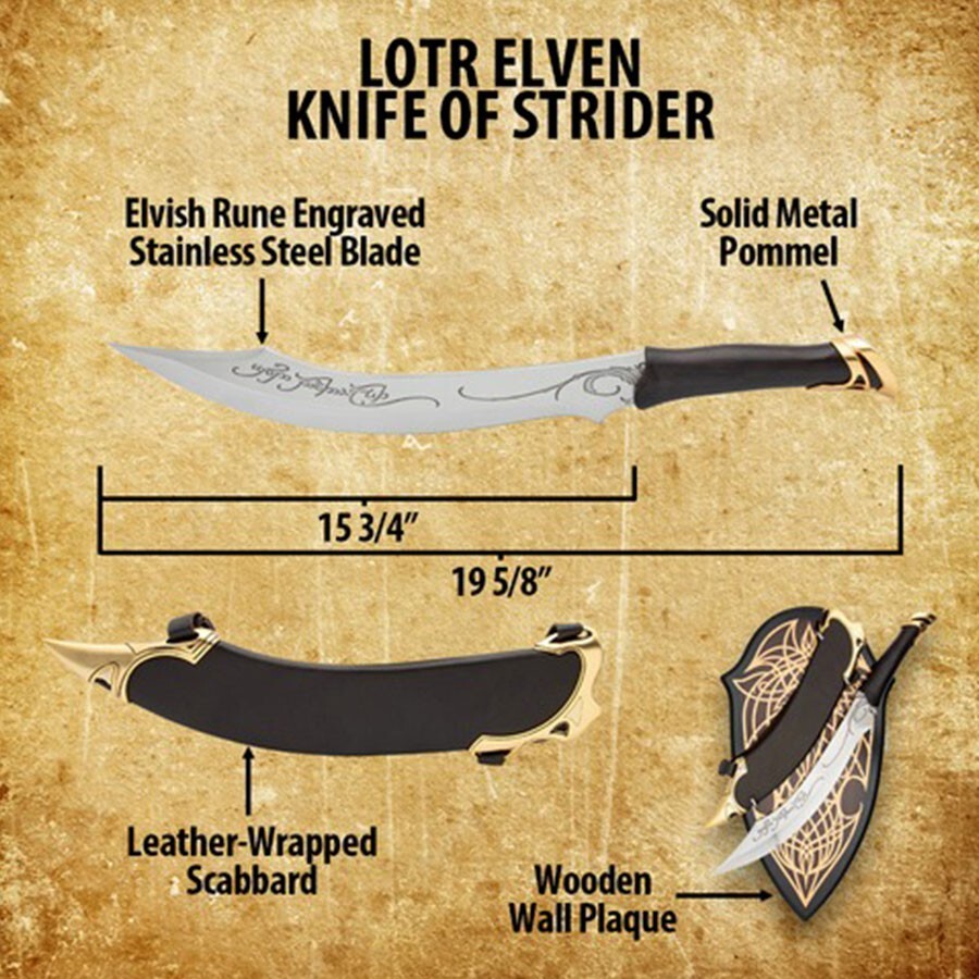 Full Tang Damascus Steel Elven Knife of Aragorn with Scabbard | eBay ...