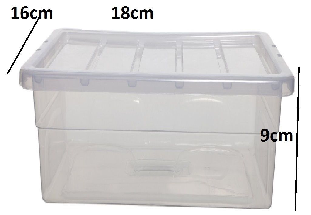 CLEAR PLASTIC STORAGE BOX BOXES WITH LID STACKABLE STACKING SPACE 2 ...