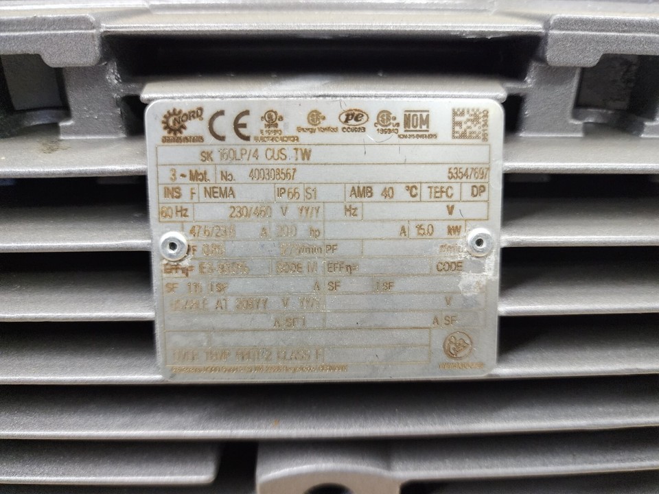 Nord Gear Box & Motor Assembly SK 9072.1AFBH 160LP/4 CUS TW 20.0HP ...