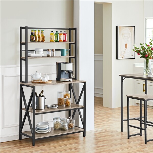 Baker’s Rack Kitchen Rustic Utility Storage Shelf Unit w/5 Shelves ...