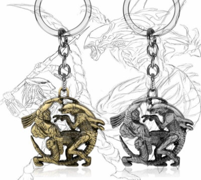 Alien and Predator Silver Gold ET Cryptid Creatures Key Chain Pendant ...