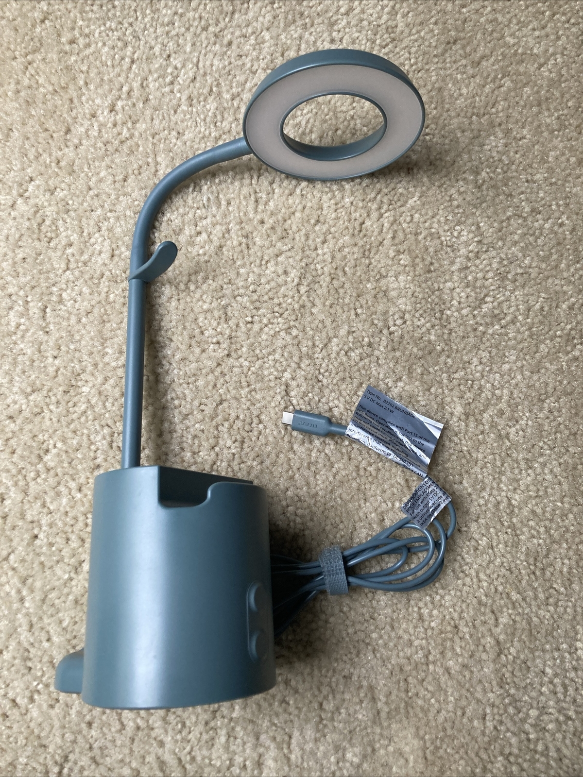 IKEA BRUNBAGE LED Work Lamp With Storage Dimmable/Turquoise, USB C- New ...
