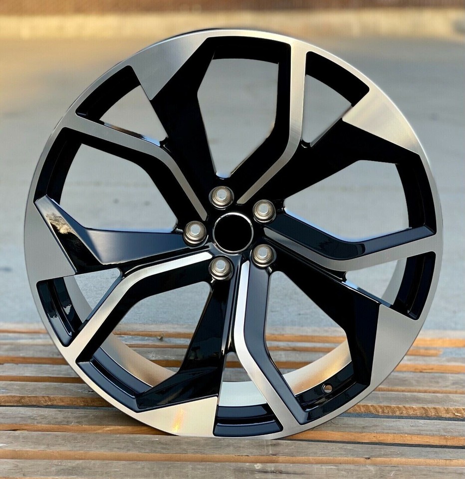 22" BLACK MACHINED WHEELS FOR AUDI A7 RS6 RS7 A8 SQ5 Q7 Q8 RSQ8 ETRON ...