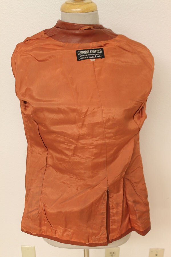 WOMENS VINTAGE FIRE ORANGE LEATHER JACKET SZ 13/14 | eBay