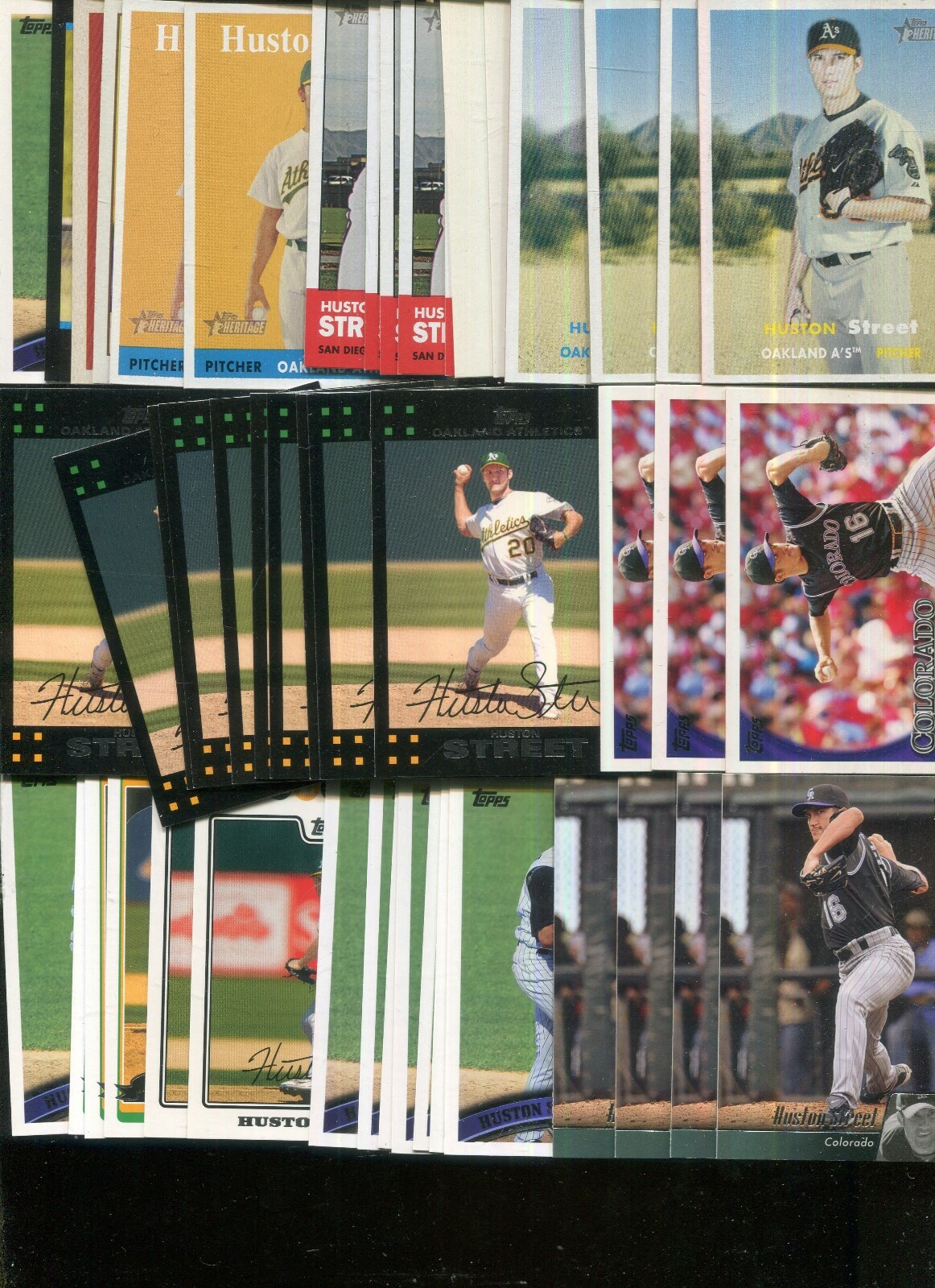 HUSTON STREET BULK LOT OF 100 BASEBALL CARDS A's PADRES ROCKIES AUSTIN ...